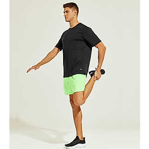 MIER Men's Dry-Fit Workout Tshirts Moisture Wicking Active Athletic Performance V-Neck T-Shirt Polyester Tee Black, XL