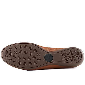 Marc Joseph New York Womens Casual Comfortable Genuine Leather Lightweight Driving Moccasins Classic Fashion Twisted Penny Slip On Ladies Driving Loafer Flat Shoes Cognac Tumbled 9