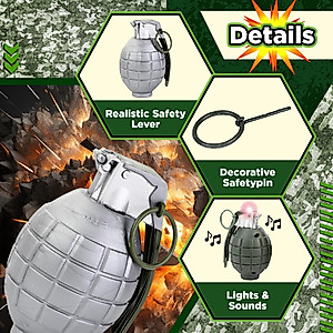 Liberty Imports 4 Pack Kids Toy Military Army Pretend Play Plastic Hand Grenades with Realistic Sound Effects