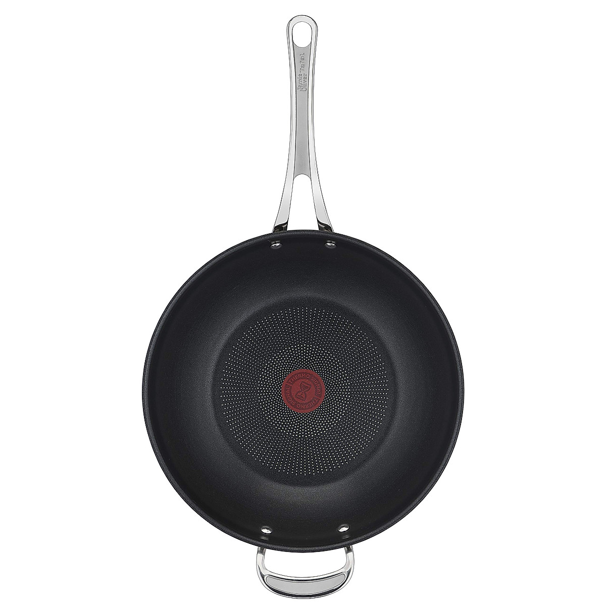 Tefal Jamie Oliver Cook's Classic E30688 Wok Pan 30 cm Non-Stick Coating Safe Thermal Signal Riveted Silicone Handle Suitable for Induction Cookers Oven Safe Stainless Steel