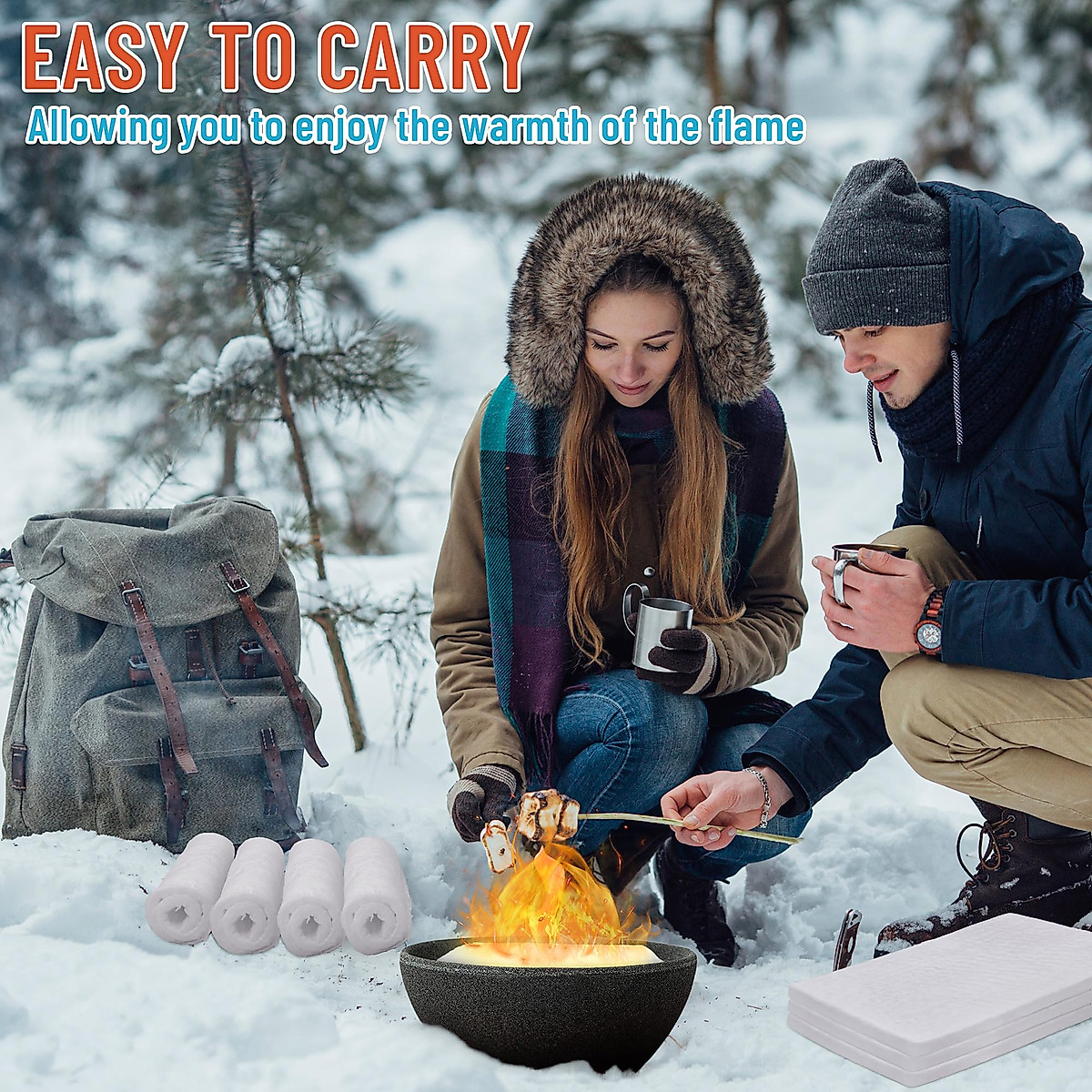 Pack 8 Ceramic Wool Wick for Tabletop Fire Pit Extended Burn Time, Ceramic Wool Sponge Insulation Ethanol Fireplace Fuel Wick Sponge for Tabletop Alcohol Fireplaces (8INx6IN)