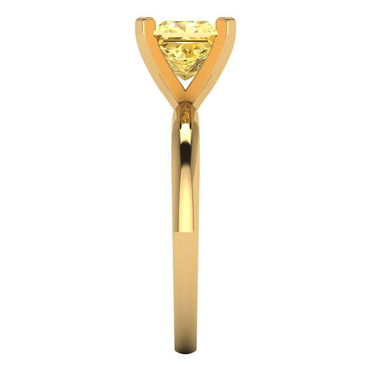 Clara Pucci 1.50 ct Princess Cut Solitaire Natural Yellow Citrine Engagement Bridal Promise Anniversary Ring 18K Yellow Gold Size 7.5