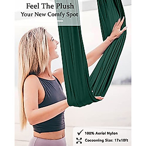 Orbsoul Deluxe Yoga Hammock (Grand Size 5.5 Yards) Includes Premium Aerial Nylon Silks, Certified Rigging Hardware & Easy Set-Up Guide