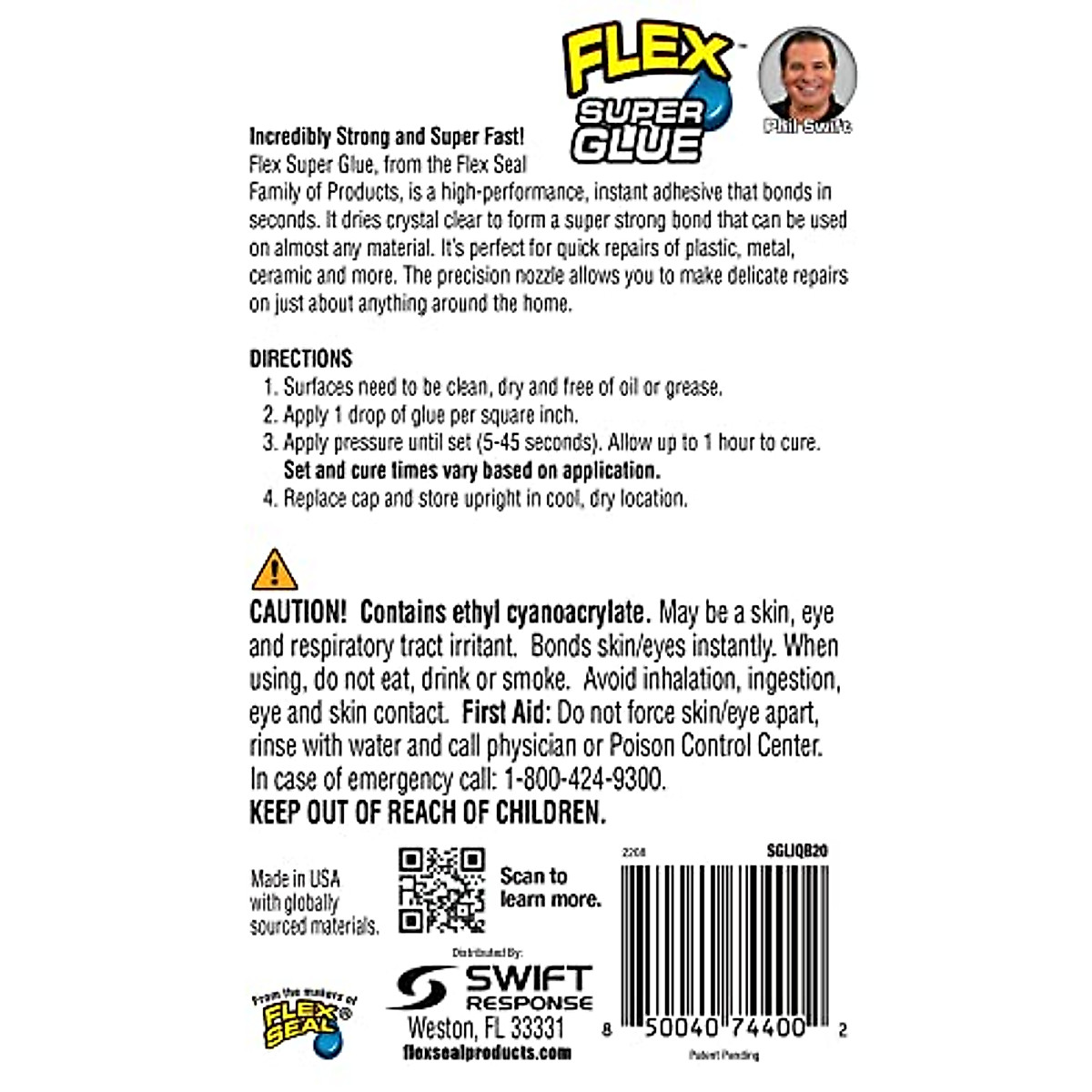 Flex Super Glue Liquid, Clear, 20 Gram Bottle, (Pack of 1)