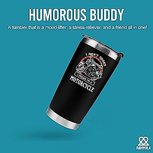 Panvola I Don't Snore I Dream I'm A Motorcycle Stainless Steel Tumbler Snorers Motorcyclist Gift Biker Rider For Dad Husband Boyfriend Uncle Travel Mug (20 oz, Black)