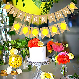 LaVenty Burlap Lemonade Banner for Lemonade Stand Decorations Lemonade Sign Lemon Party Decor, Lemon Garland Summer Lemon Themed Bridal Shower