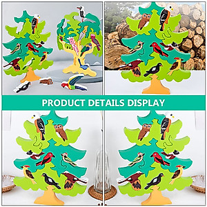 TOYANDONA 1 Set of Baby 3D Jigsaw Puzzle Wooden Tree Bird Shaped Montessori Toy Educational Preschool Learning Toys for Infant Toddlers Boys Girls