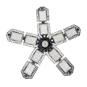 10 LED Leaf Deformable Panel Ceiling Light - 256 LEDs Ultra Bright Adjustable Garage, Workshop, Basement Light - Screws Into Existing Light Bulb Sockets E26/E27 - 150W Pure White 6500K - 10000 Lumens