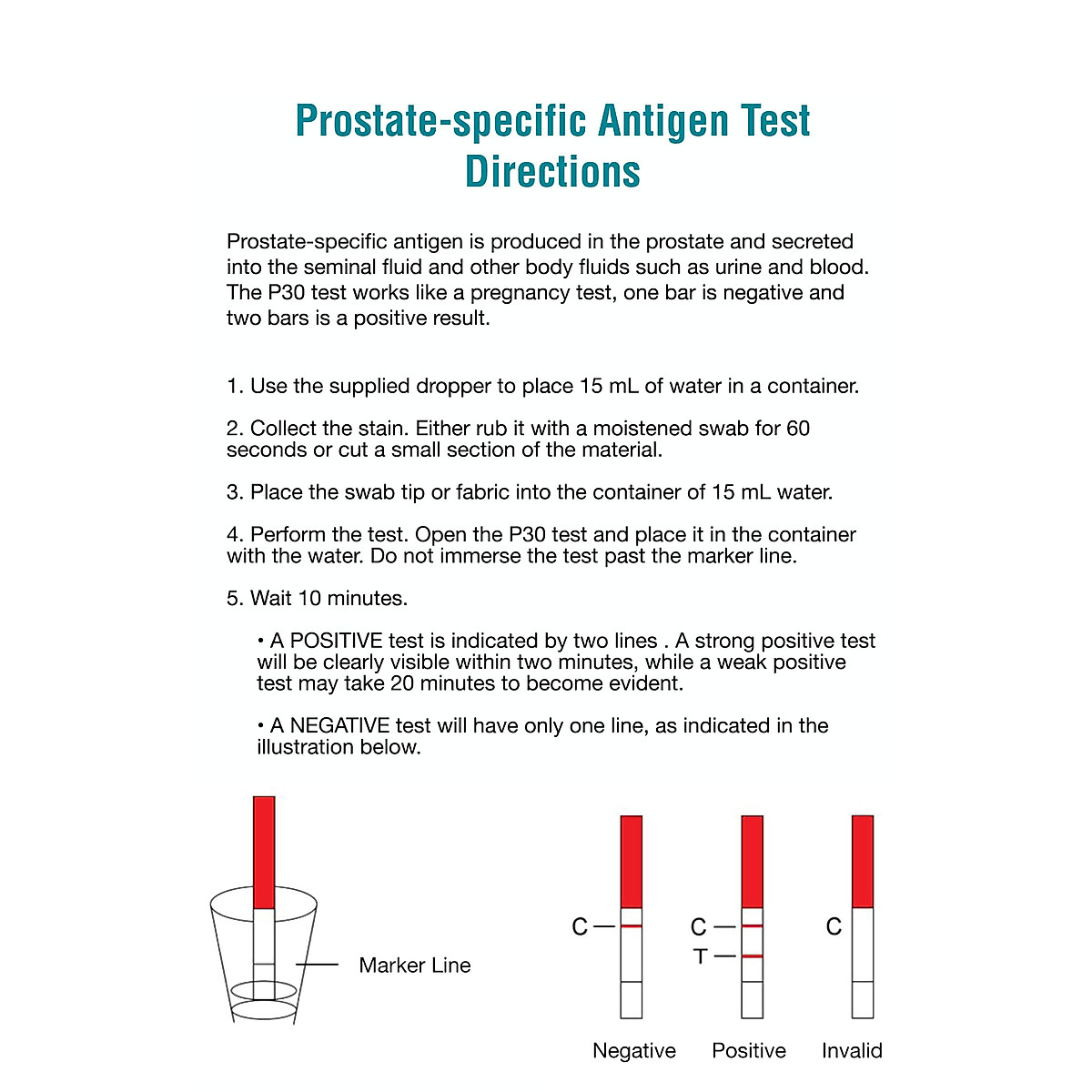 Semen Detection Test - P30 Antigen - Perform Five Tests - Used in Forensic Science Labs - Includes Supplies and Directions