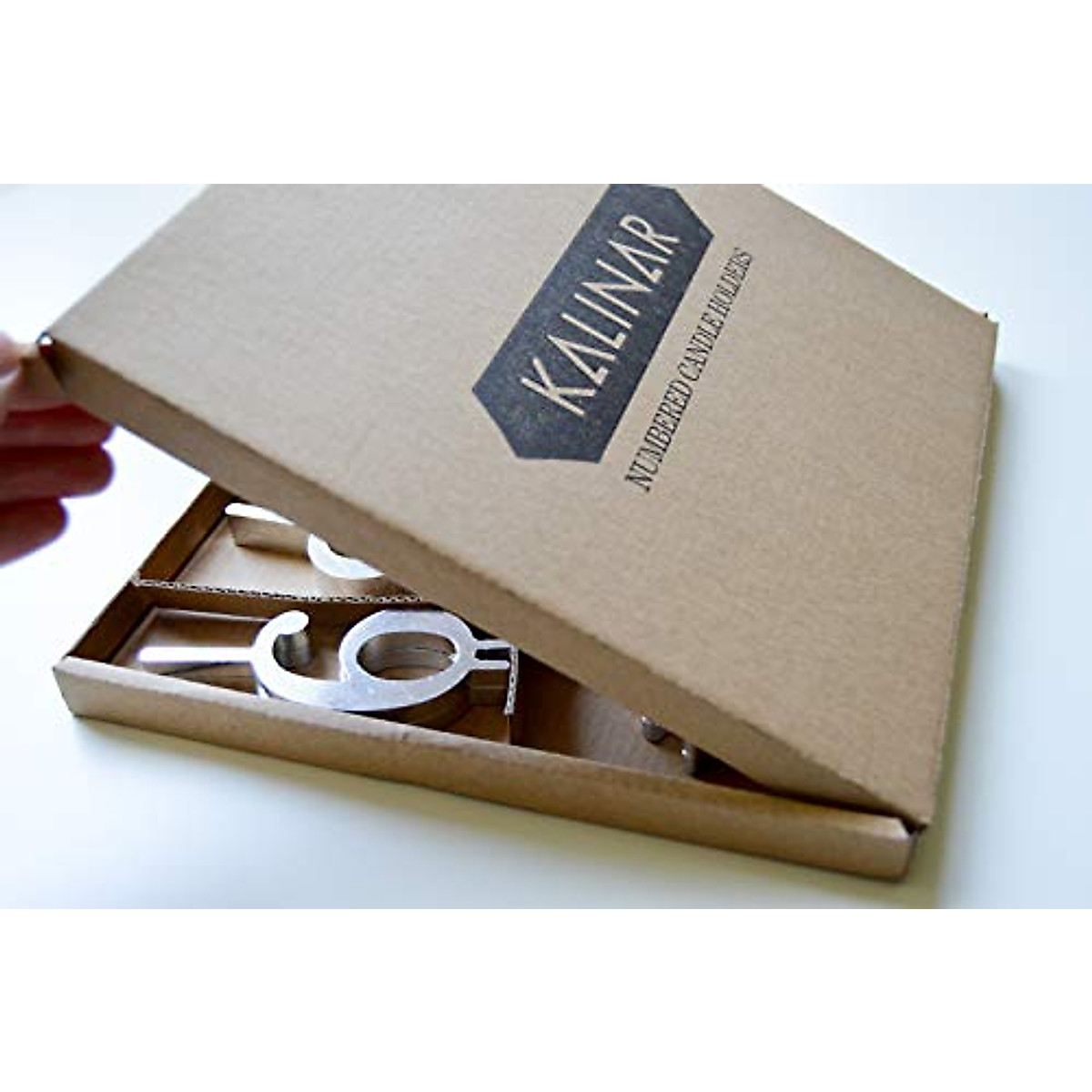 Kalinar 20 Piece Numbered Aluminum Candle Holders/Toppers for Cakes - Reusable and Easy to Clean - Celebrate Birthdays, Anniversaries, Reunions and More - Fun for Every Age - Silver