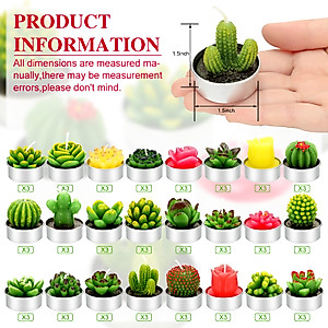 Lounsweer 72 Pcs Succulent Candles Cactus Tealight Candles Handmade Delicate Candles for Birthday Baby Shower Wedding Spa Party Favors Gifts Home Decor