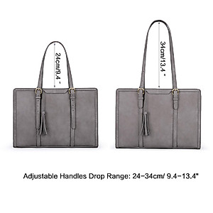 ECOSUSI Laptop Bag For Women 15.6 Inch Work Tote Bags PU Leather Computer Purse For Business Office With 3 Layer Compartments