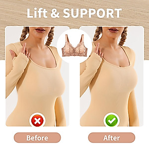 Wireless Wirefree Minimizer Bras No Padded Full Coverage Plug Size Unpadded Supportive Soft Full Figure Comfortable Ease Breathable Back Smoothing Bra Tan 40C