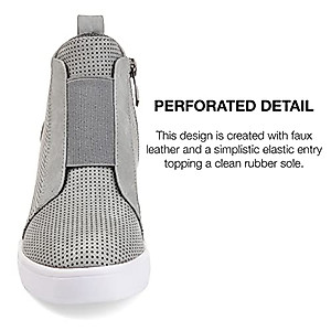 Journee Collection Womens Clara Round Toe Inside Zip Wedge Sneakers - Size: 7.5 - Grey