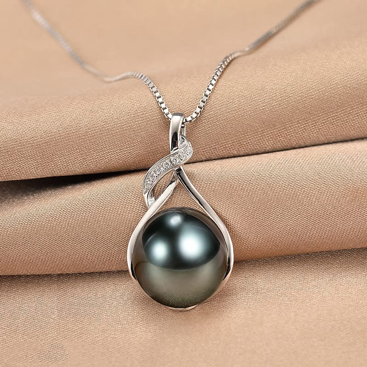 NONNYL Gifts for Women Wife-Tahitian-Black-Pearl-Necklace-Gift for Wife Wedding Birthday Anniversary Jewelry-Mom Girlfriend Her Mothers Day Gifts for Mom Women Valentines Day Christmas Day Gifts