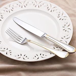 Zerophilo Silverware Set Gold Cutlery Set Mirror Polished Flatware Set Stainless Steel knife fork spoon Dishwasher Safe Gift of Wedding Housewarming Service for 1 (Gold)