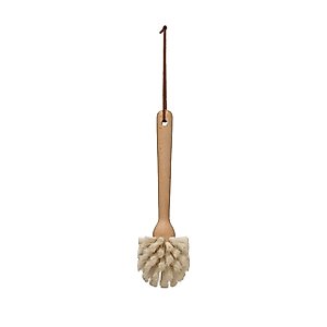 Creative Co-Op Beech Wood Dish Brush with Leather Strap