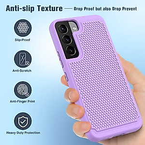 BNIUT for Samsung Galaxy S22 5G Case: Dual Layer Protective Heavy Duty Cell Phone Cover Shockproof Rugged with Non Slip Textured Back - Military Protection Bumper Tough - 6.1inch (Girly Purple)