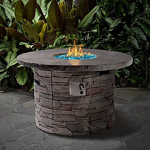 vchin Fire Glass, Caribbean Blue Fire Glass for Propane Fire Pit, Fireplace and Outdoor Decorative. 3/4 High Luster Round Fire Pit Glass Rocks. 10LB