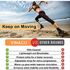 Vinaco 1 Pair Adjustable Compression Ankle Brace for Sprained Ankle, Strong Support & Breathable Ankle Support for Injury Recovery, Joint Pain, Swelling, Man & Women