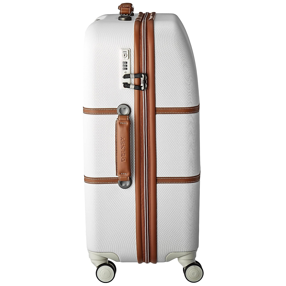DELSEY Paris Chatelet Hard+ Hardside Luggage with Spinner Wheels, Champagne White, Checked-Medium 24 Inch