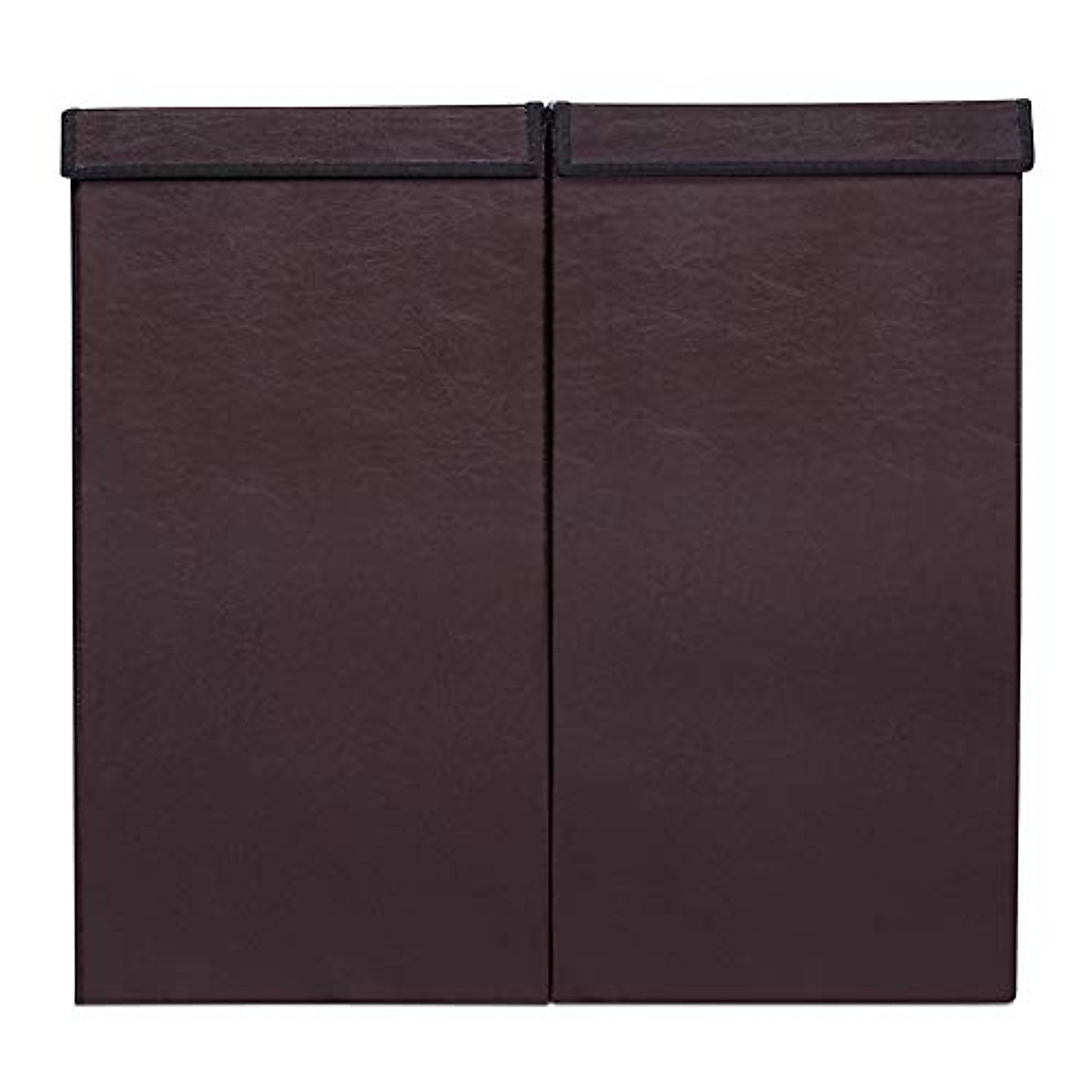 Internet's Best Double Faux Leather Laundry Hamper with Lid - Double Load - Foldable Hamper Basket - Removable Lid - Brown