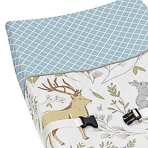 Sweet Jojo Designs Blue, Grey and White Woodland Animal Toile Baby Girl or Boy Changing Pad Cover