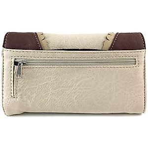 Justin West Horse Floral Embroidery Square Stud Wristlet Trifold Wallet Attachable Long Strap (Hot Pink)