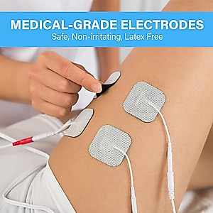 LotFancy TENS Unit Electrode Pads, 40PCS 2"x2" TENS Unit Pads for EMS Muscle Stimulator Electrotherapy, Self-Adhesive TENS Pads Replacement, Reusable and Latex-Free