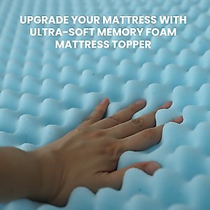 Simple&Opulence 2 Inch Egg Crate Memory Foam Mattress Topper, Convoluted Foam for Promote Airflow and Relieve Pressure Points - King Size
