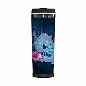 WONDERTIFY Floral Butterfly Coffee Cup Flowers Coffee Mug Stainless Steel Bottle Double Walled Thermo Travel Water Metal Canteen Blue Purple
