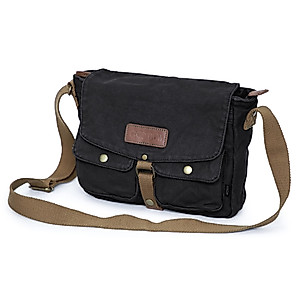 Gootium Canvas Messenger Bag - Vintage Crossbody Shoulder Bag Military Satchel, Charcoal
