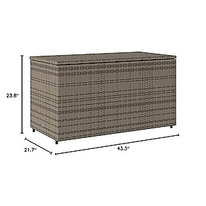 loibinfen Outdoor Wicker Storage Box, Rattan Deck Box Double Openable Door with Lid and Separate Storage Shelf for Patio, Garden Tools, Pools & Sports Equipment, Gray 43.3"x21.7"x23.8", -108