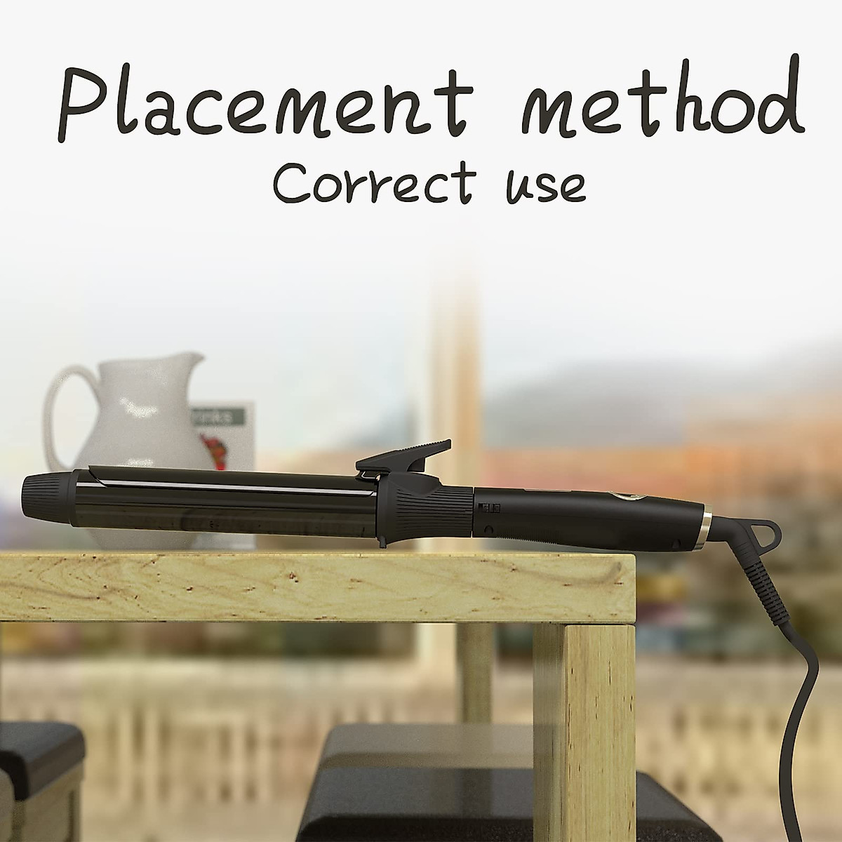 1 1/4 Inch Curling Iron with Clipped Tourmaline Ceramic Barrel Professional 1.25 Inch Hair Curler up to 450°F Dual Voltage for Traveling 60 Mins Auto Off Suit for Different Hairstyle (1.25 Inch)