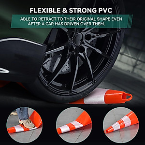 YITAHOME Traffic Cones 28 Inch (10 Pack), with 29.5FT Chain and Reflective Collars, PVC Orange Construction Cones, Safety Cones for Parking Lot, Home Road