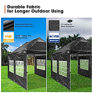 Instahibit 10x20 FT Pop Up Outdoor Canopy Wedding Party Tent Folding Enclosed Canopy with Sidewalls Carry Bag Black