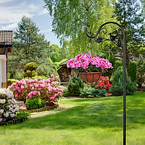 Adorafur Outdoor Shepherd Hook 49 inch Metal Bird Ornament Hanger Heavy Duty Garden Pole for Hanging Hummingbird Feeder Solar Light Lanterns Plant Basket 3/4 inch - 2 Pack