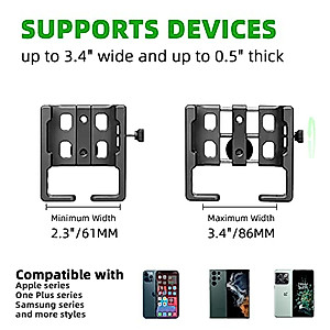 FANAUE CPC-07 Aluminum Alloy Phone Mount with 1'' Ball for Smartphones with a Width of 2.3" to 3.4", Compatible with RAM Mounts B Size Double Socket Arm & Bike Motorcycle Cellphone Holder