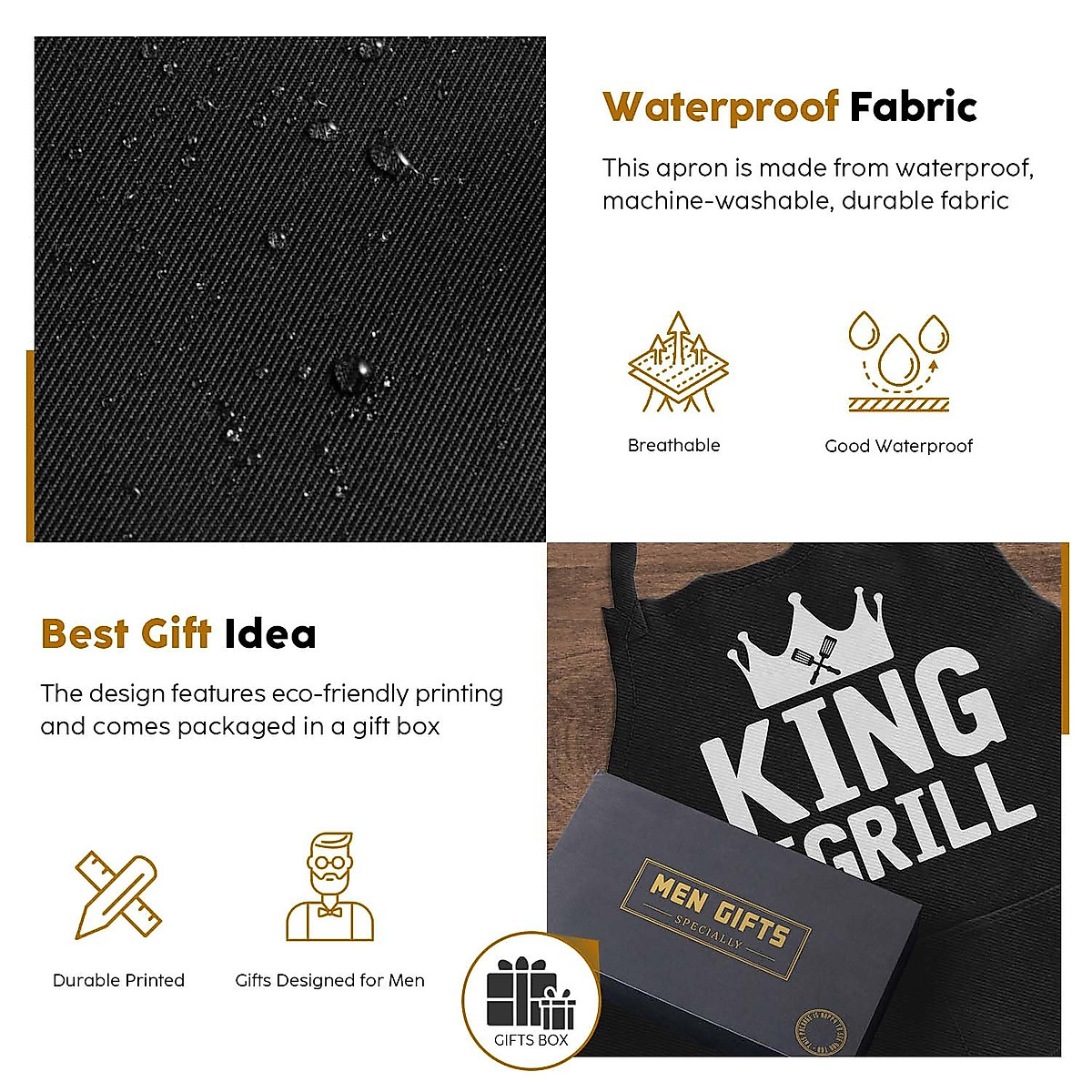 Gifts for Men, Funny Gifts for Dad - Fathers Day, Birthday, Christmas, Valentines Day, Grilling Gifts for Men, Husband, Boyfriend, Brother - Cooking BBQ Grilling Aprons Gifts for Men Him, Chef Gifts