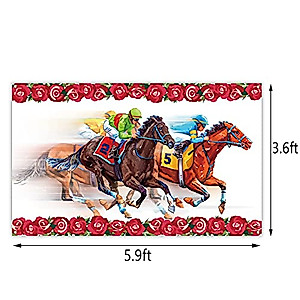 Pudodo Run for The Roses Backdrop Banner Kentucky Derby Horse Racing Themed Party Photography Background Wall Decoration