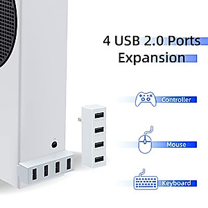 Mcbazel 4 Ports USB Hub 2.0 for Xbox Series S, Portable High Speed USB Hub Splitter Expansion Adapter Accessories Compatible with Xbox Series S Console Only - White