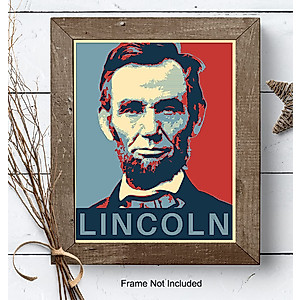 Abraham Lincoln Poster - Abe Lincoln Patriotic Wall Decor for Office, Home, Living Room, Den - Abraham Lincoln Gifts for Patriots, Republicans, Conservatives, Democrats, Liberals - USA US Wall Art
