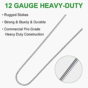 GROWNEER 50 Packs 6 Inches Heavy Duty 12 Gauge Galvanized Steel Garden Stakes Staples Securing Pegs for Securing Weed Fabric Landscape Fabric Netting Ground Sheets and Fleece