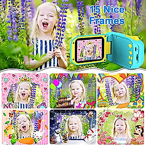 GKTZ Kids Video Camera Digital Camera Camcorder Birthday Gifts for Boys and Girls Age 3 4 5 6 7 8 9, HD Children Video Recorder Toy for Toddler with 32GB SD Card - Blue