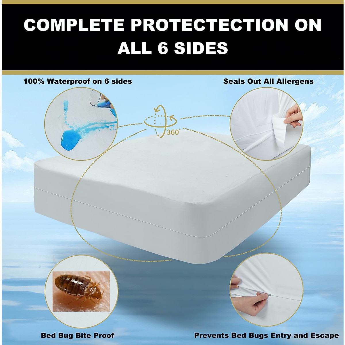 MATTSHIELD New Ultimate Bed Bug Defense 3-Piece Kit - California King Mattress Cover 100% Cotton + 2 Hypoallergenic Zippered Pillow Protectors - 6 Sides Waterproof Encasement