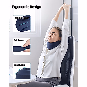 BLABOK Neck Brace for Sleeping - Cervical Collar Relief Neck Pain and Neck Support Soft Foam Wraps Keep Vertebrae Stable for Relief of Cervical Spine Pressure for Women & Men Blue(12.6-15.8 inch)