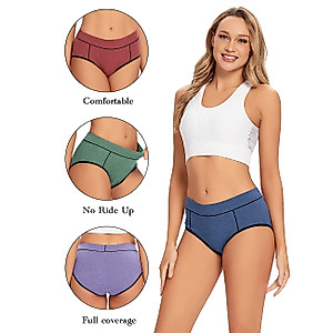 POKARLA Women's Cotton Stretch Underwear Ladies Mid Rise Briefs Panties 5-Pack Size XS