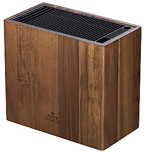 ENOKING XXL Acacia Wood Universal Knife Holder with Slots – Safe, Space-Saving Kitchen Knife Block with Blade-Protecting Slots for Scissors, Sharpening Rod, and Knife Storage Organizer