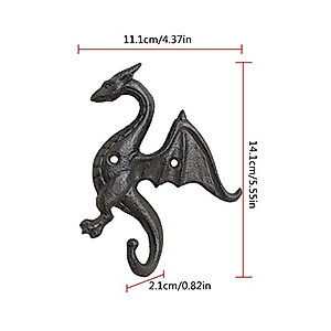 Mewuthede 1 Pcs Decorative Rustic Cast Iron Wall Hook Hanger Dragon Shelf Bracket Heavy Duty …