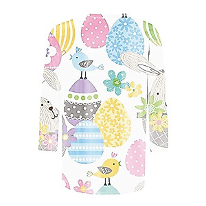 Women Happy Easter Graphic Shirt 3/4 Sleeve Tops Blouse Crewneck Tshirts Tees 2023 Cute FUUNY Basket Gift Clothes Tops